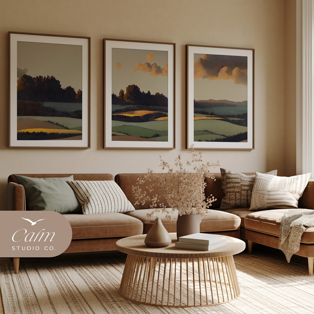 Green Natures Landscape Printables, Spring Field Nature Wall Art Decor ...