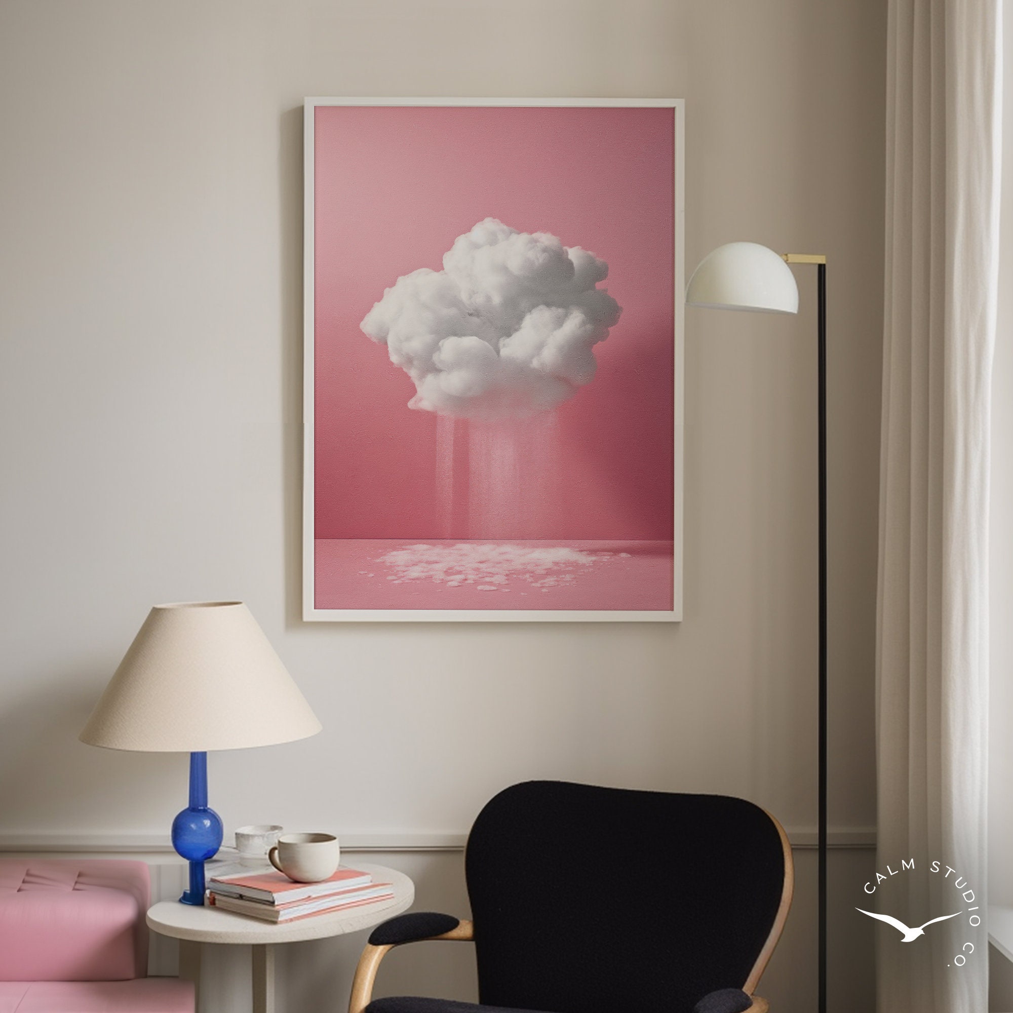 Blush Pink Cloud Wall Art, Maximalist Home Decor, Minimalist Abstract ...