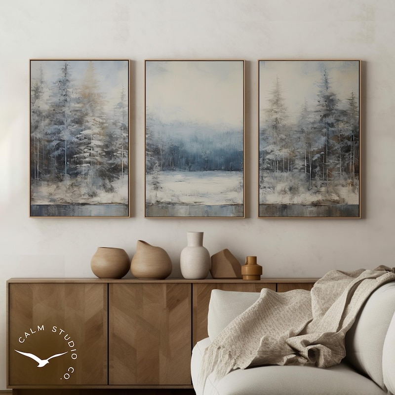 Frozen Lake With Trees - Etsy