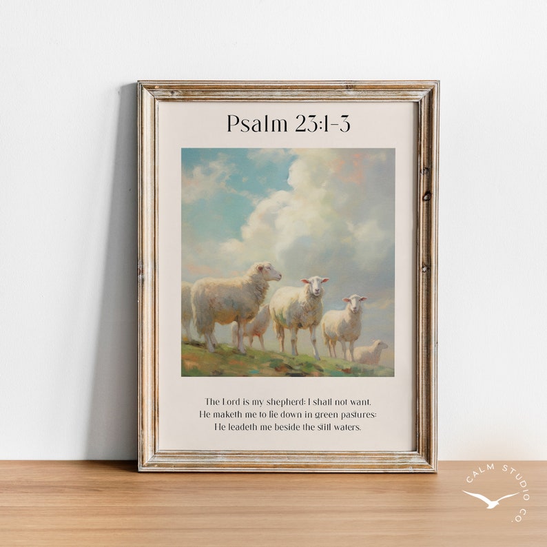 Christian DIGITAL Wall Art Set of 6, Psalms 23 Scripture, John 4 ...