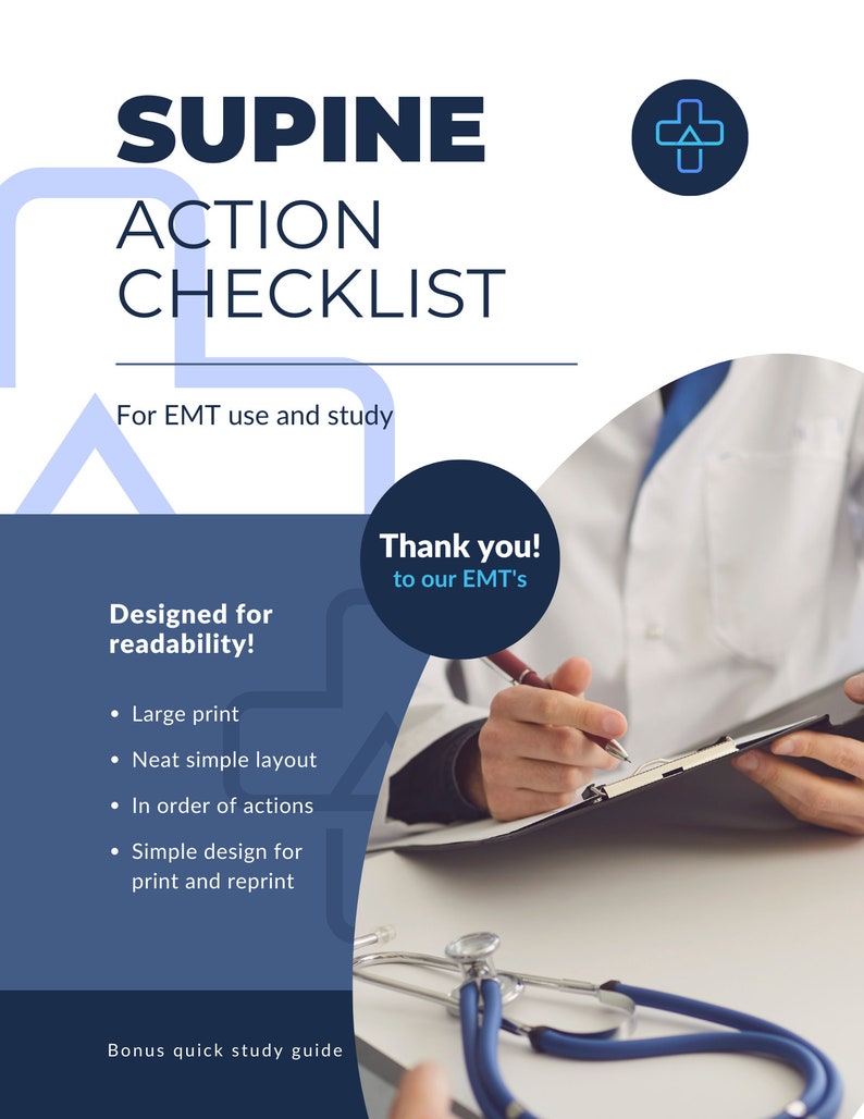 Supine Spinal Immobilization Action List for EMT and EMS Study and ...