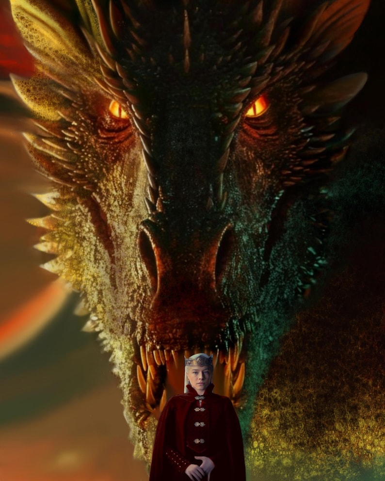 Rhaenyra Targaryen & Vermithor the Bronze Fury, House of the Dragon. - Etsy