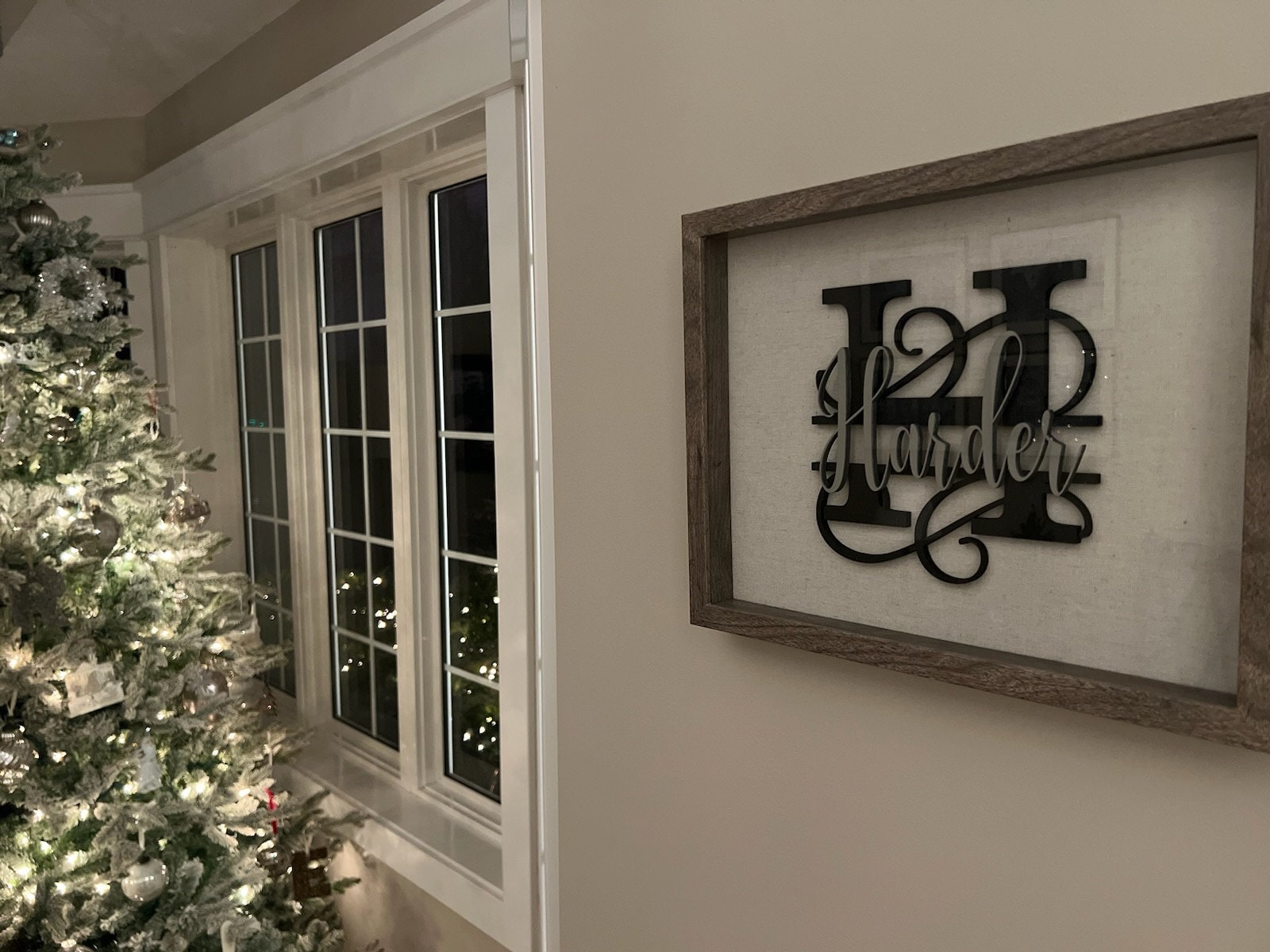 Family Name Split Monogram Shadow Box With Script Font - Etsy