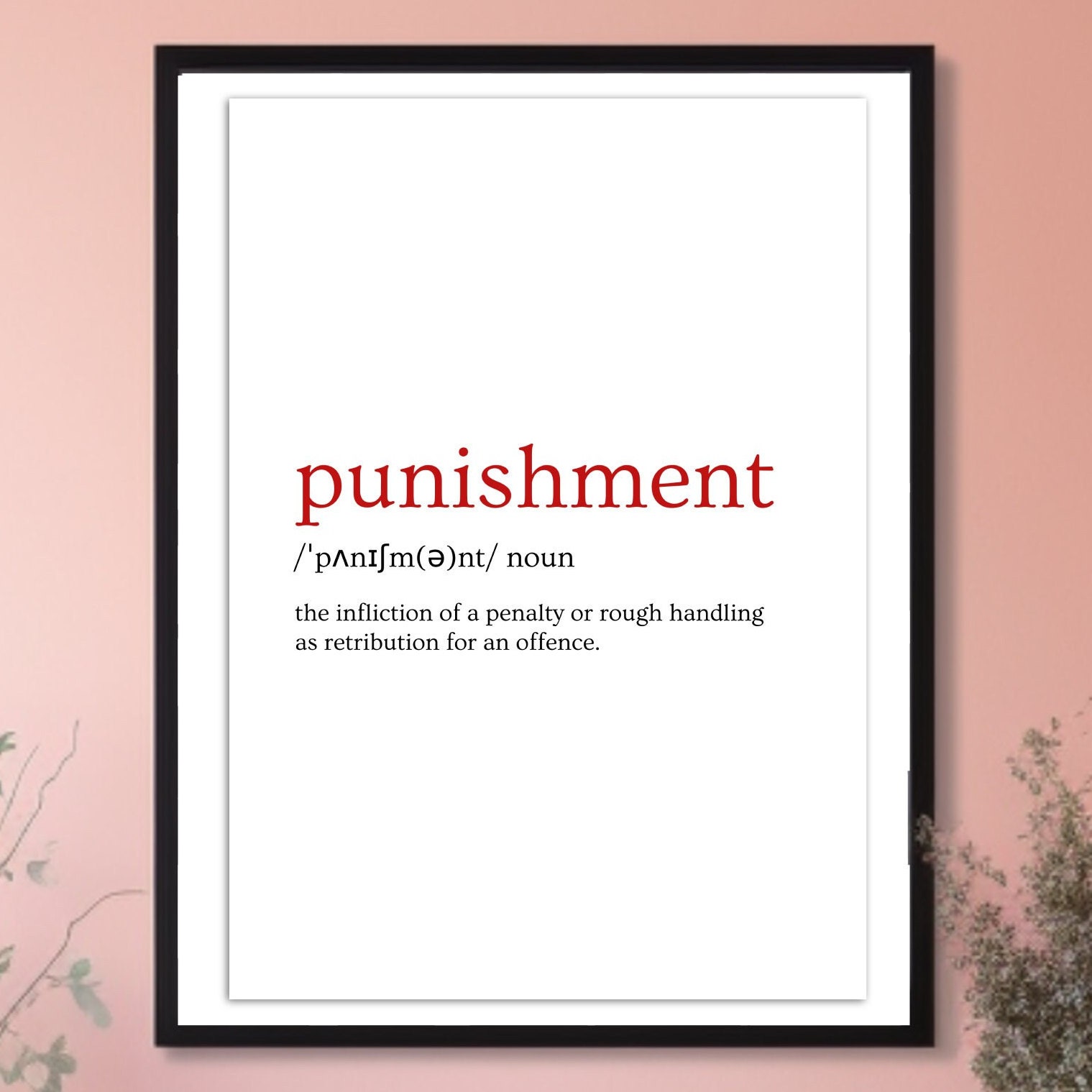 Punishment Definition Posters Instant Printable Download - Etsy UK