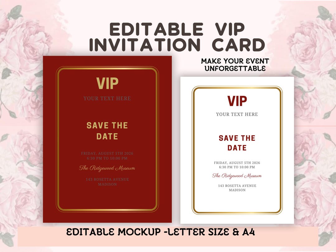 Editable VIP Invitation | 2-page Invitation Card | Two-toned Color ...