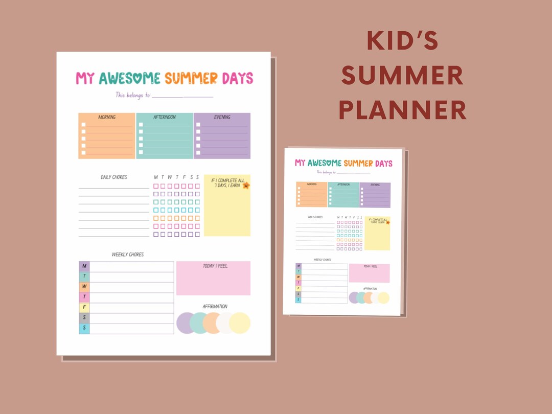 Summer Planner Kids Summer Printable Summer School Planner Summer Kids ...