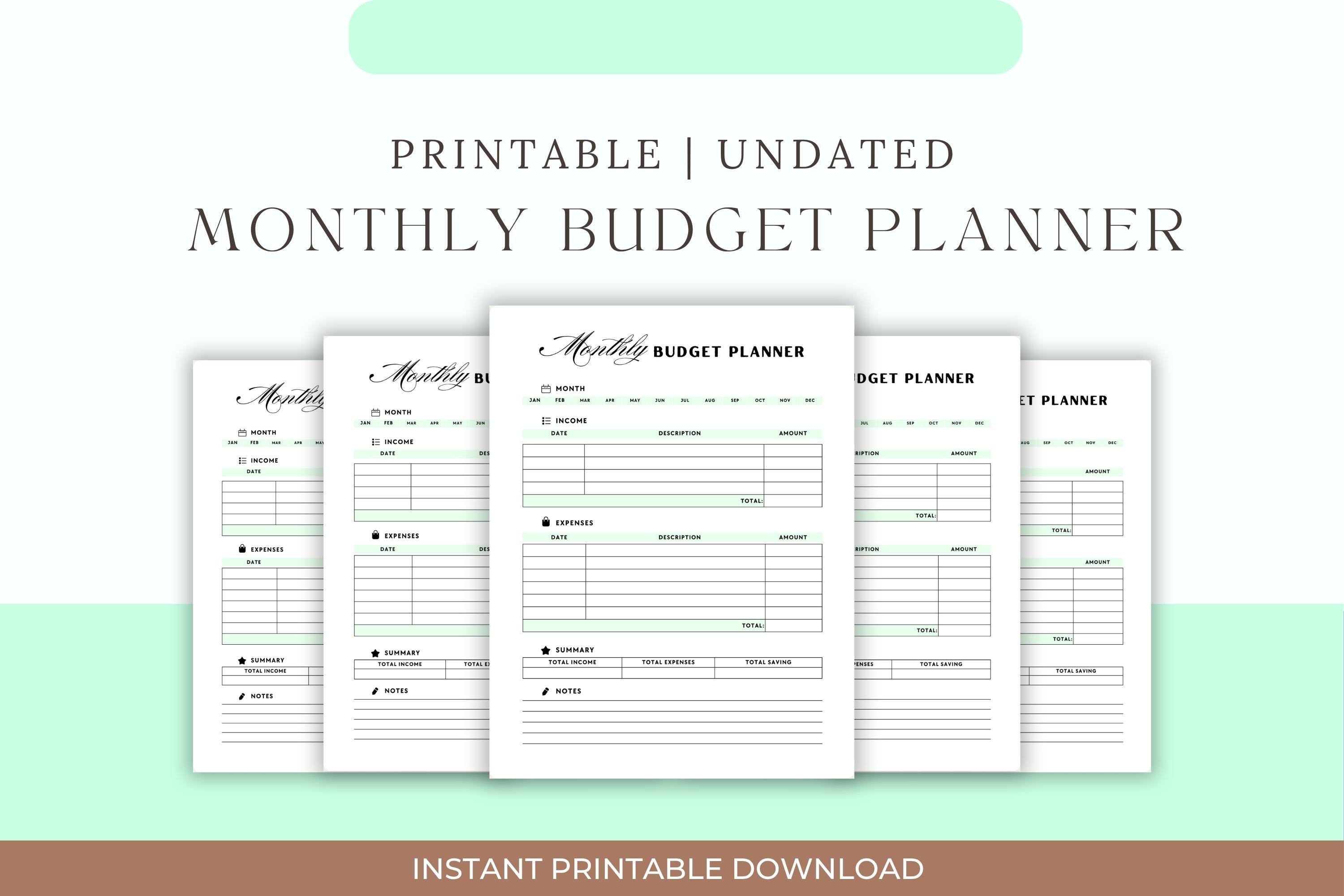 Printable Monthly Budget Planner PDF | Income Tracker, Expense Log ...