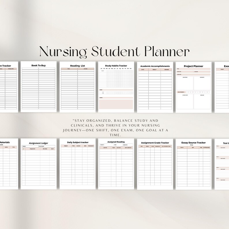 Nursing Student Planner Printable, Nursing School Organizer, Study Schedule and Clinical Tracker ...