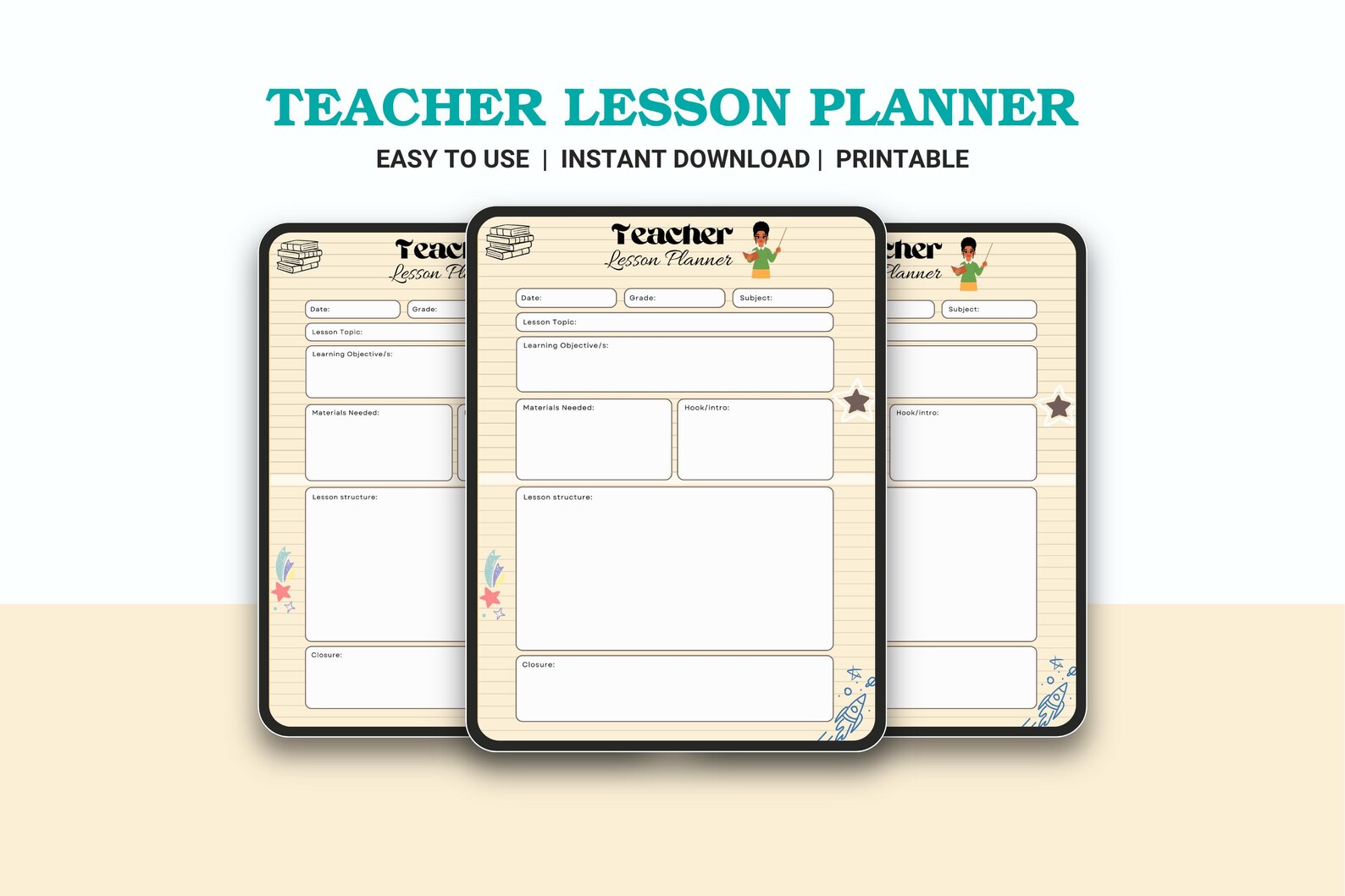 Teacher Lesson Planner PDF – Daily Lesson Plan Template, Homeschool ...
