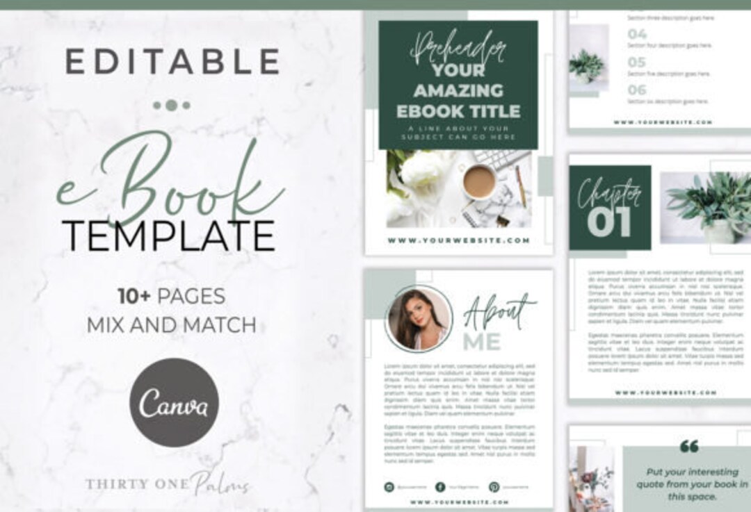Elegant Eucalyptus Ebook Template for Canva, Customizable Workbook and ...