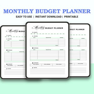 Printable Monthly Budget Planner PDF | Income Tracker, Expense Log ...