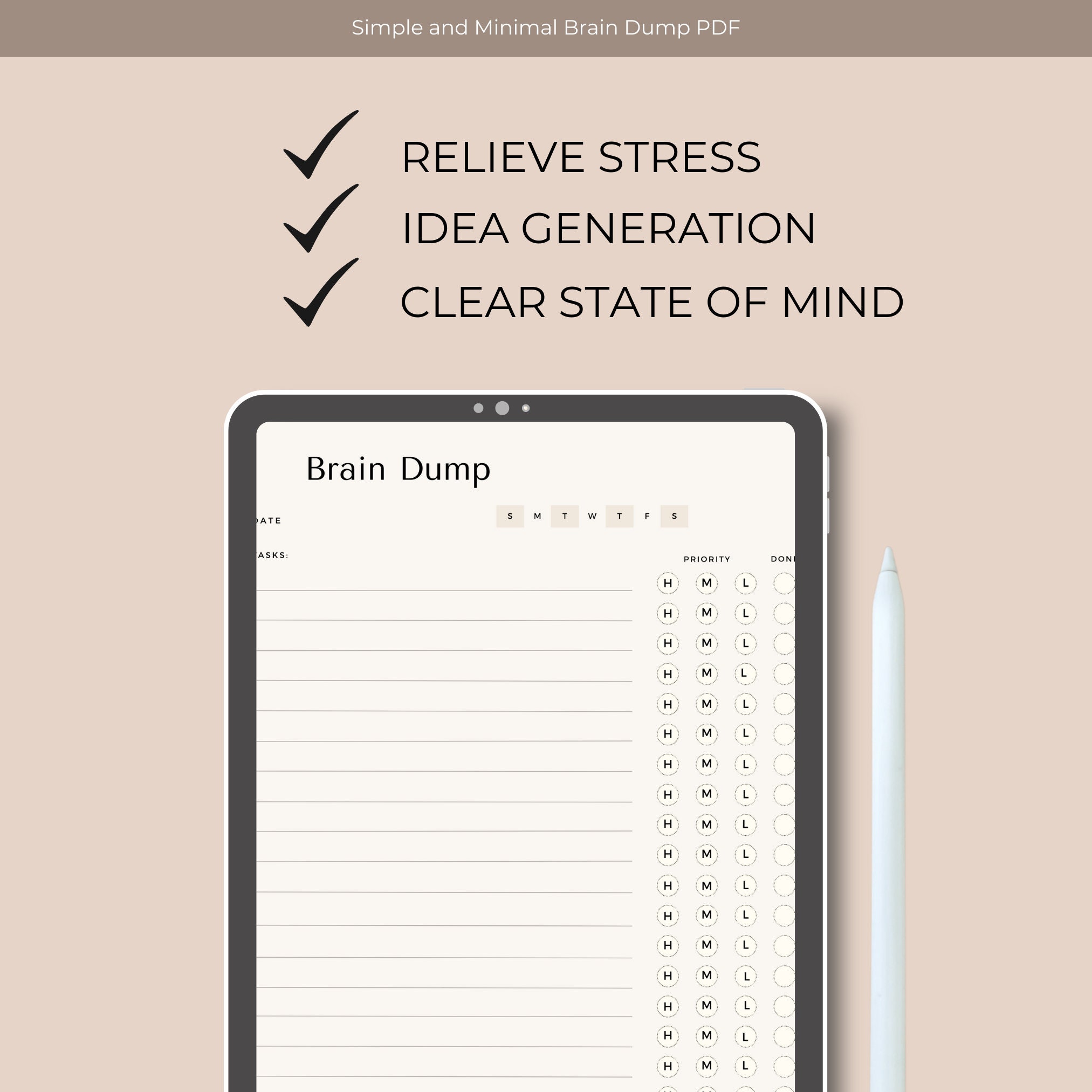 Brain Dump Journal Printable | ADHD Planner Pages | Productivity ...