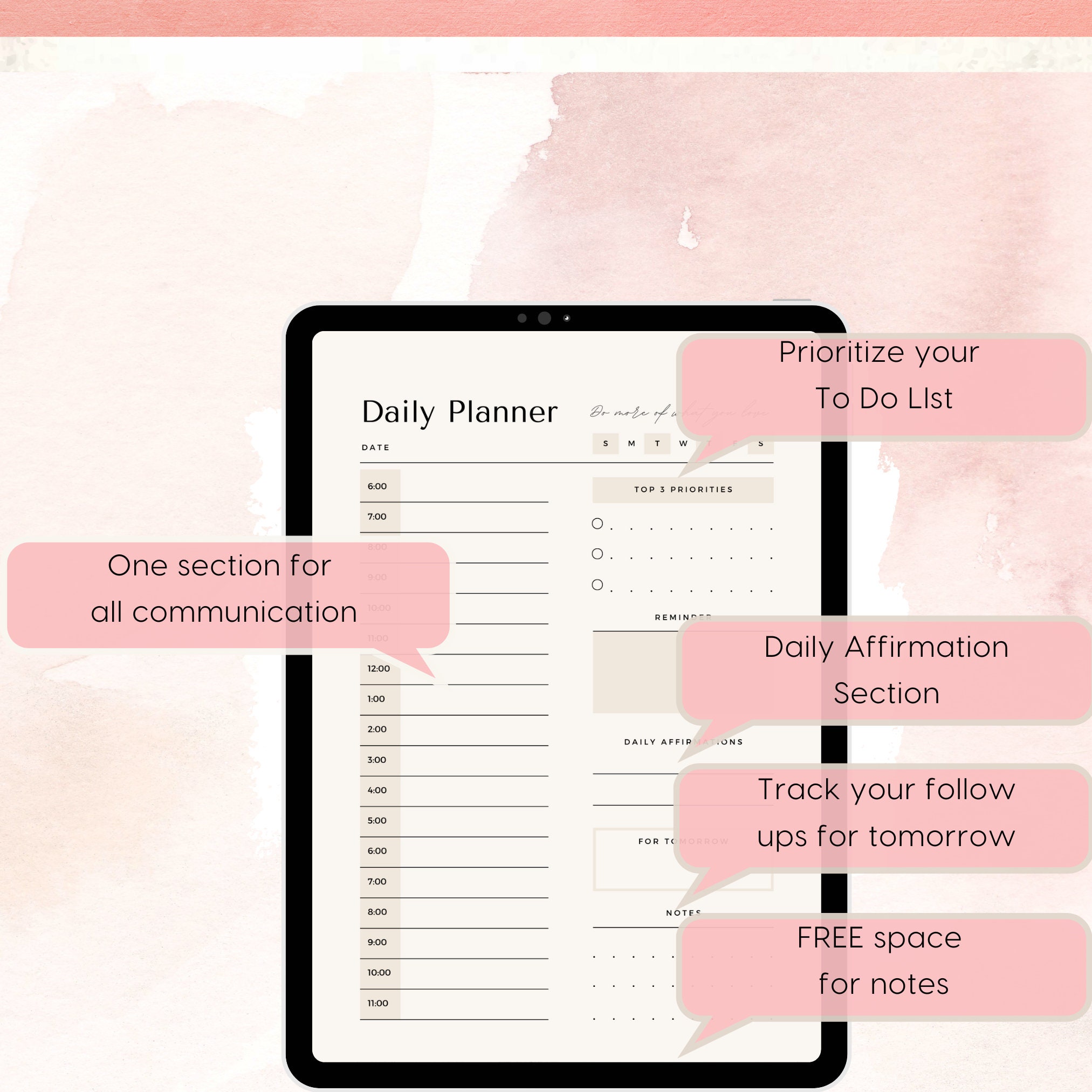 EDITABLE DAILY PLANNER | to Do List | Printable Productivity Day ...