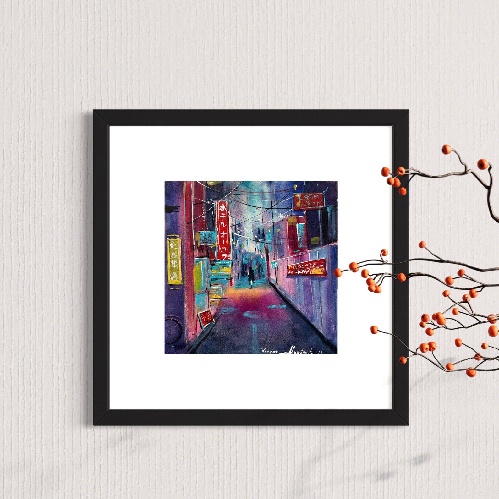 Neon Tokio Original Watercolor Painting - Etsy