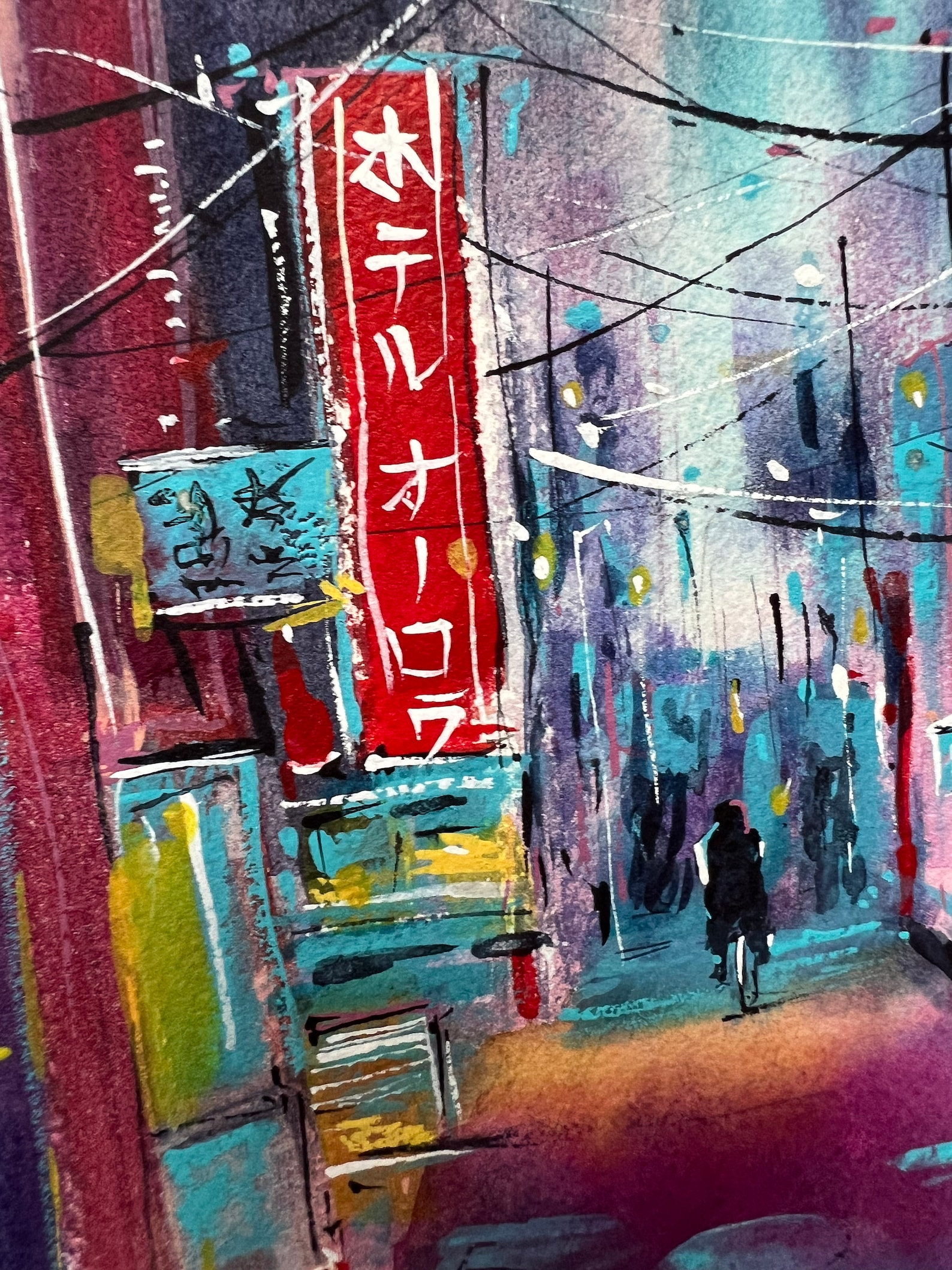 Neon Tokio Original Watercolor Painting - Etsy
