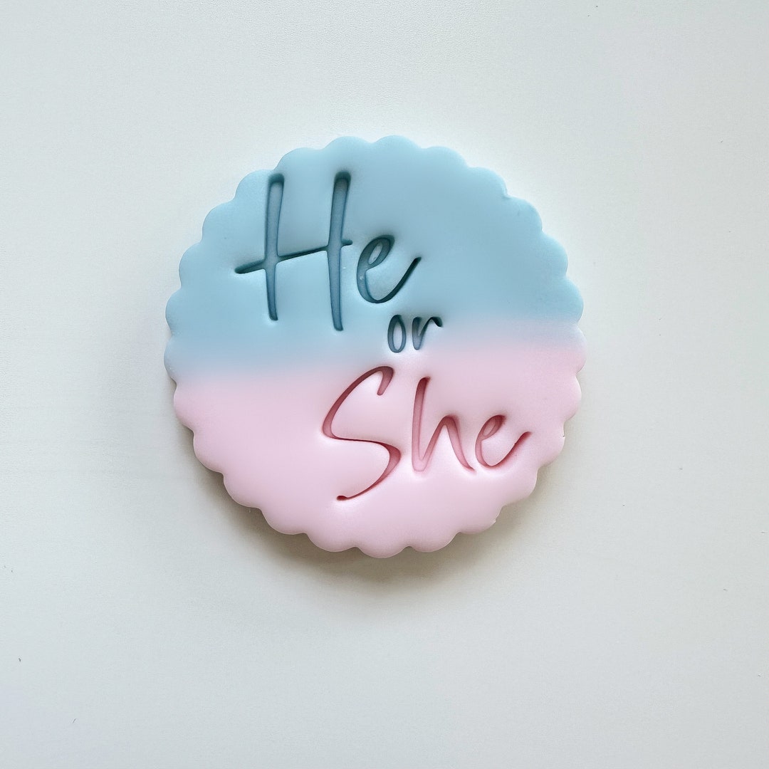 He or She Custom Cookie Stamp Fondant Biscuit Cutter - Etsy
