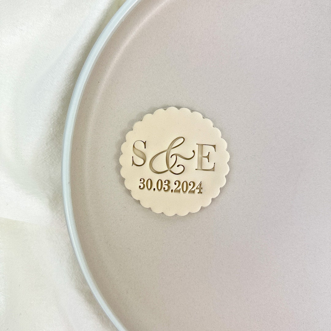 Initials and Date Custom Cookie Stamp Fondant Biscuit Cutter Wedding ...