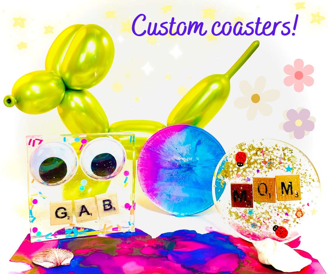 Custom Cute Resin Coasters With Letters and Pictures - Etsy