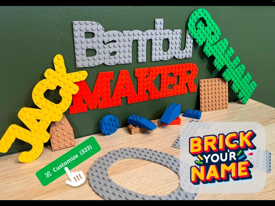 CUSTOM 3-D Printed Lego Name Plate! Great for Gifts, Party Favors, or ...