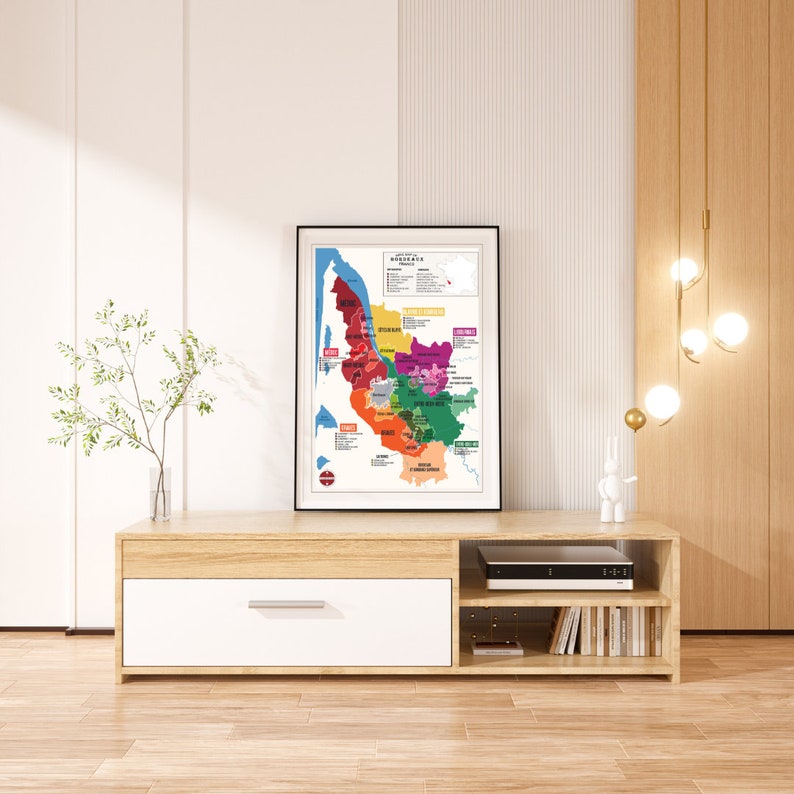 Bordeaux Wine Map Poster AOC Wines Grape Varieties - Etsy