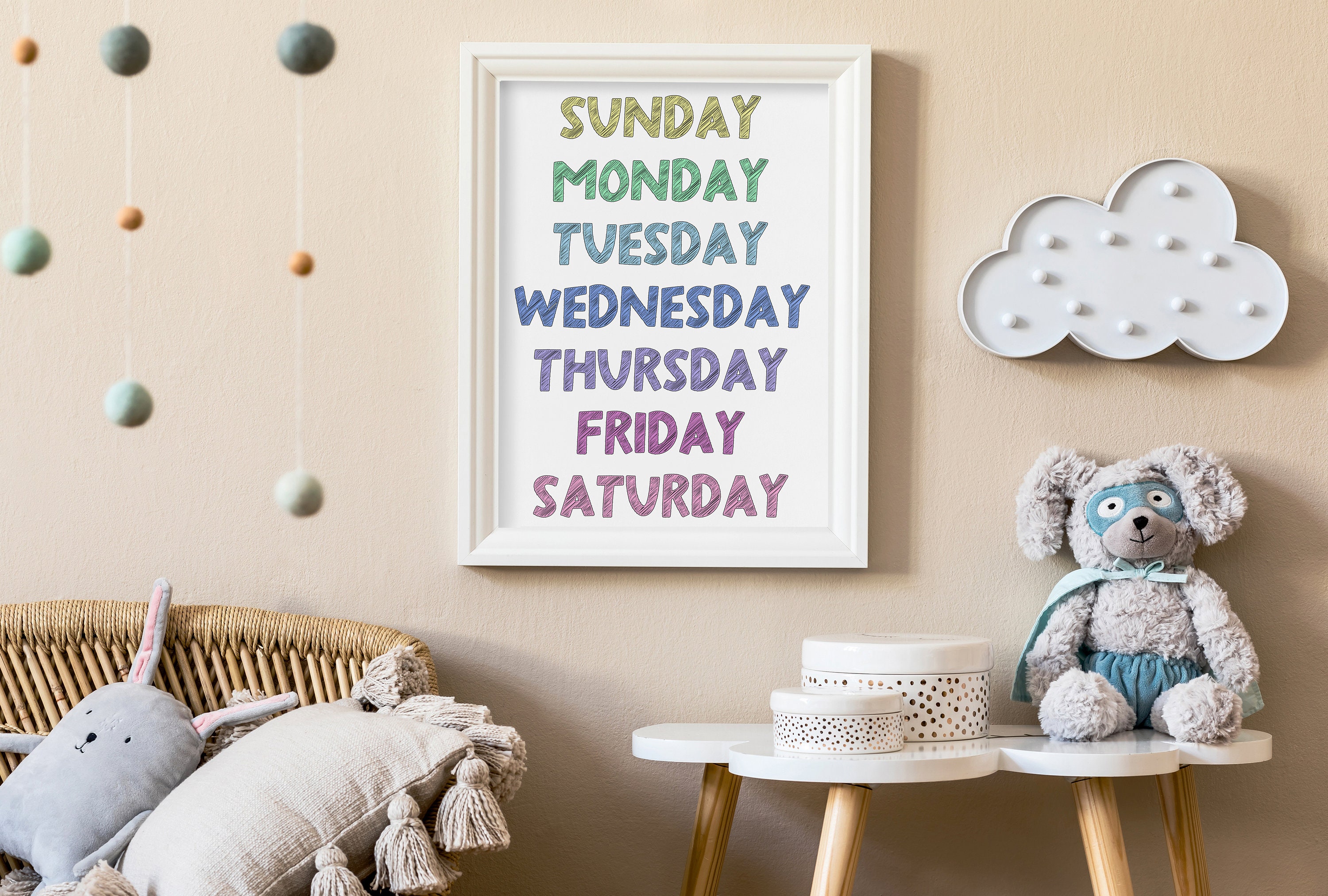Days of the Week Educational Poster Pastel Classroom Decor - Etsy
