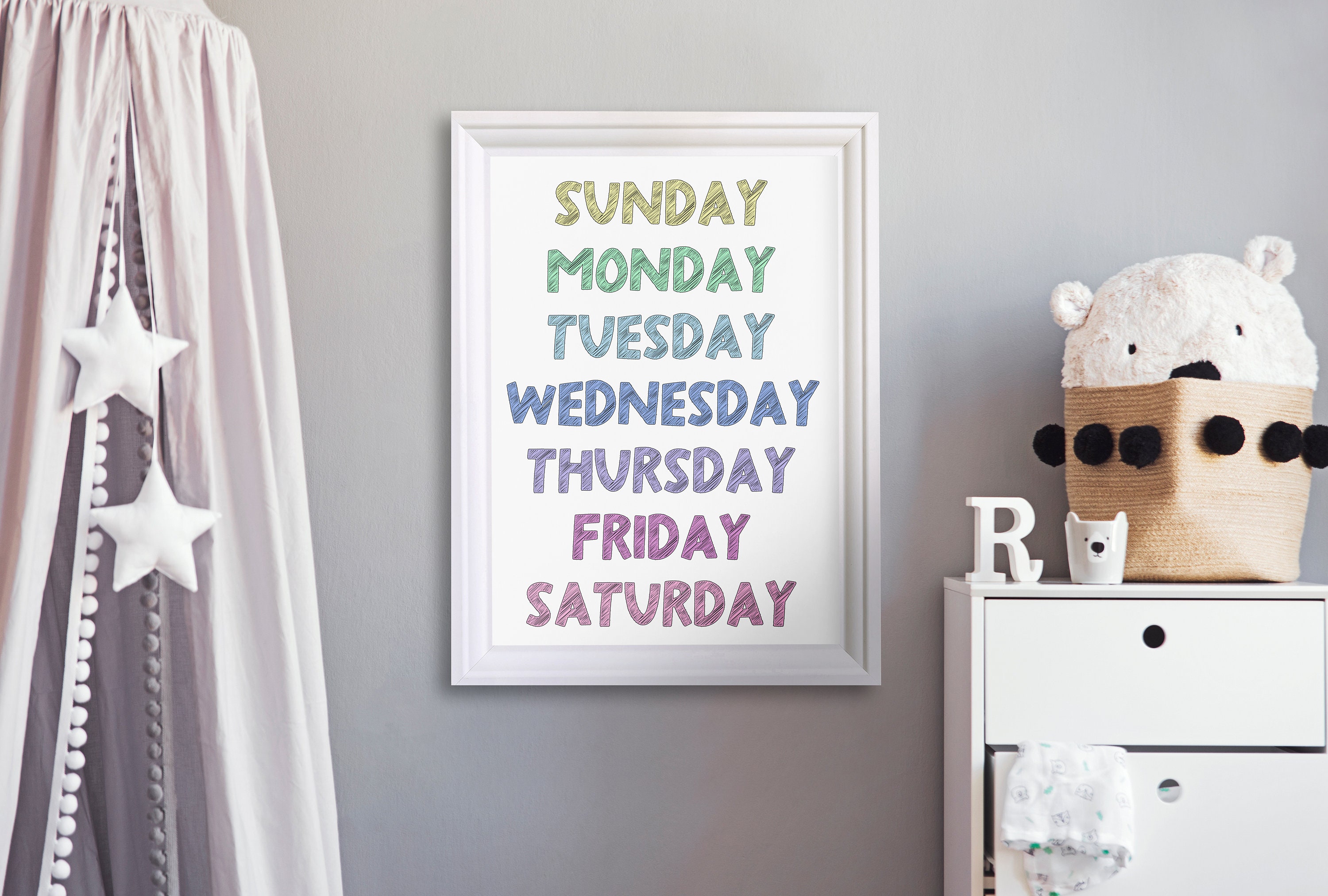 Days of the Week Educational Poster Pastel Classroom Decor - Etsy