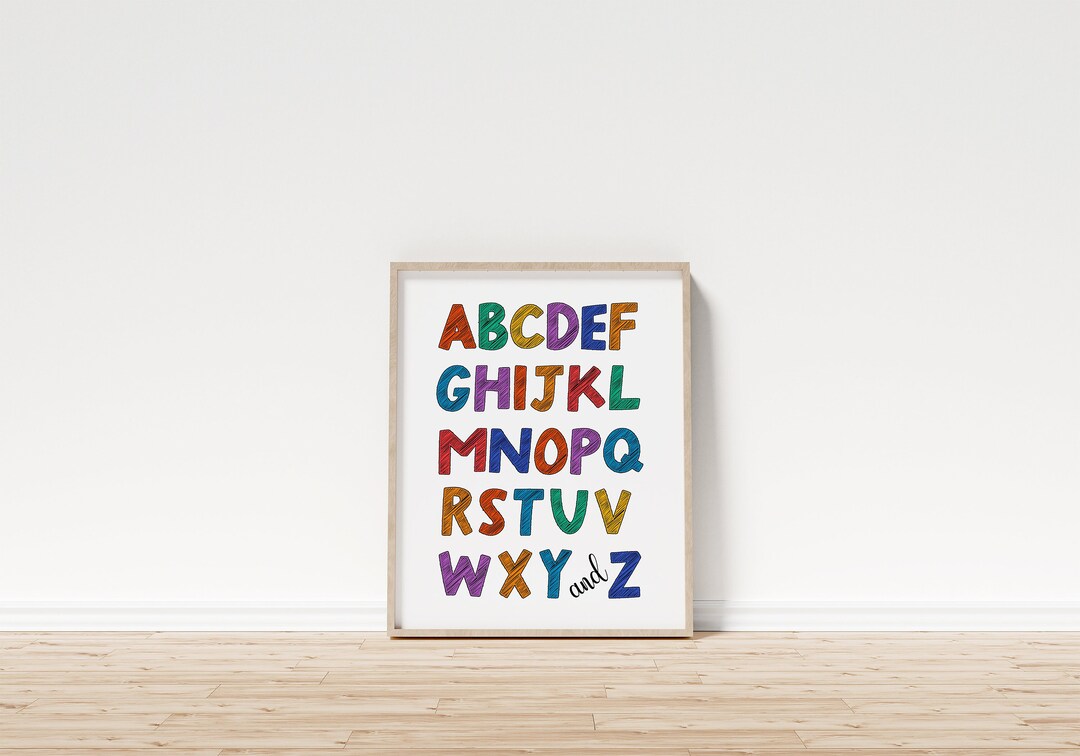 Alphabet Educational Poster ABC Learning Poster Rainbow Playroom ...