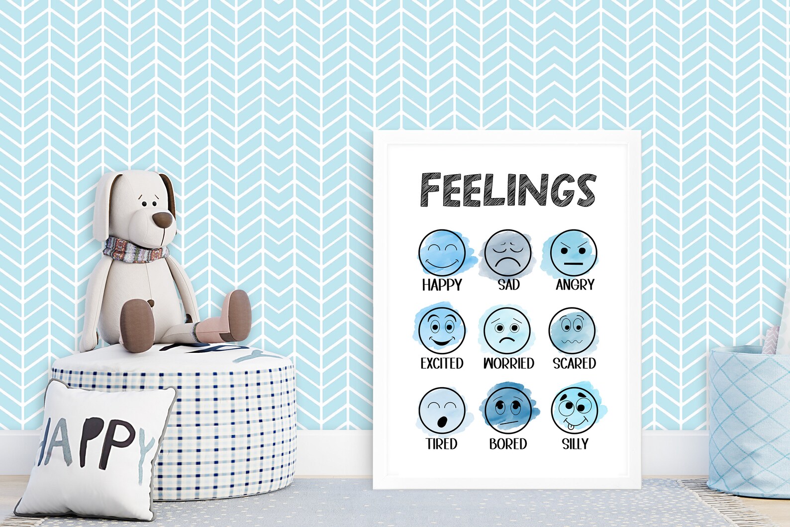 Blue Feelings and Emotions Educational Poster Classroom Decor ...