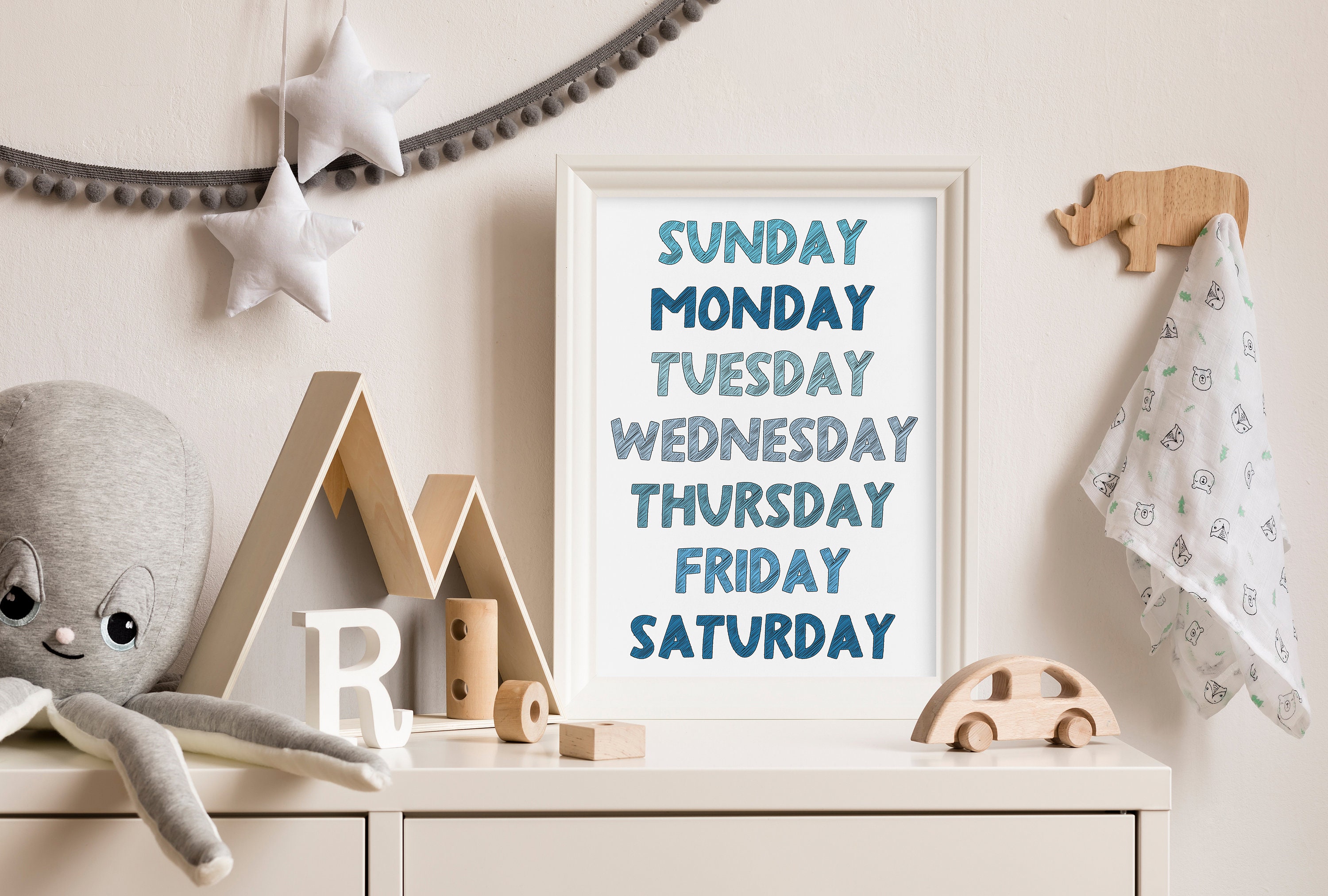Blue Days of the Week Educational Poster Classroom Decor - Etsy