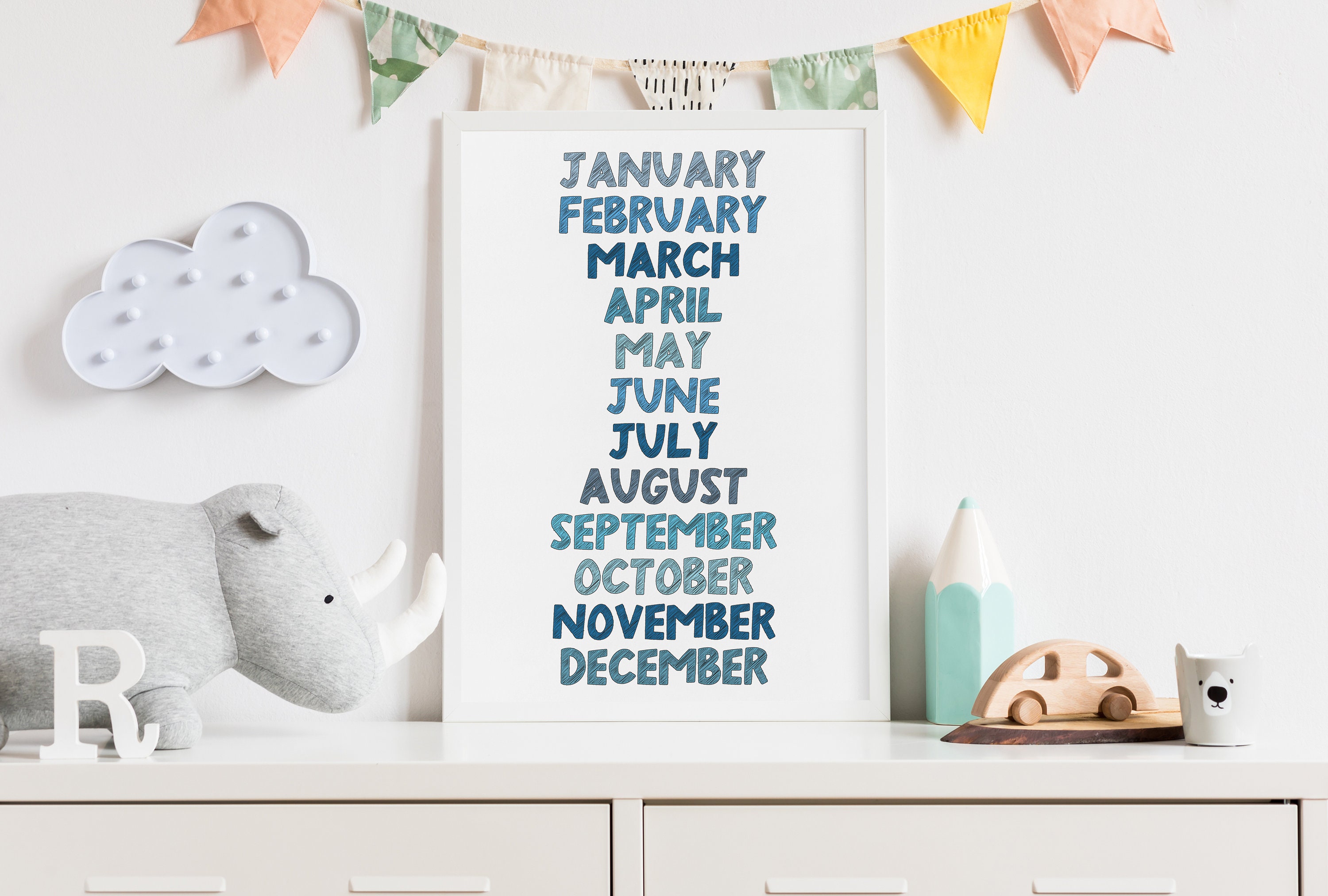Blue Months Educational Poster for Kids Room Classroom Decor - Etsy