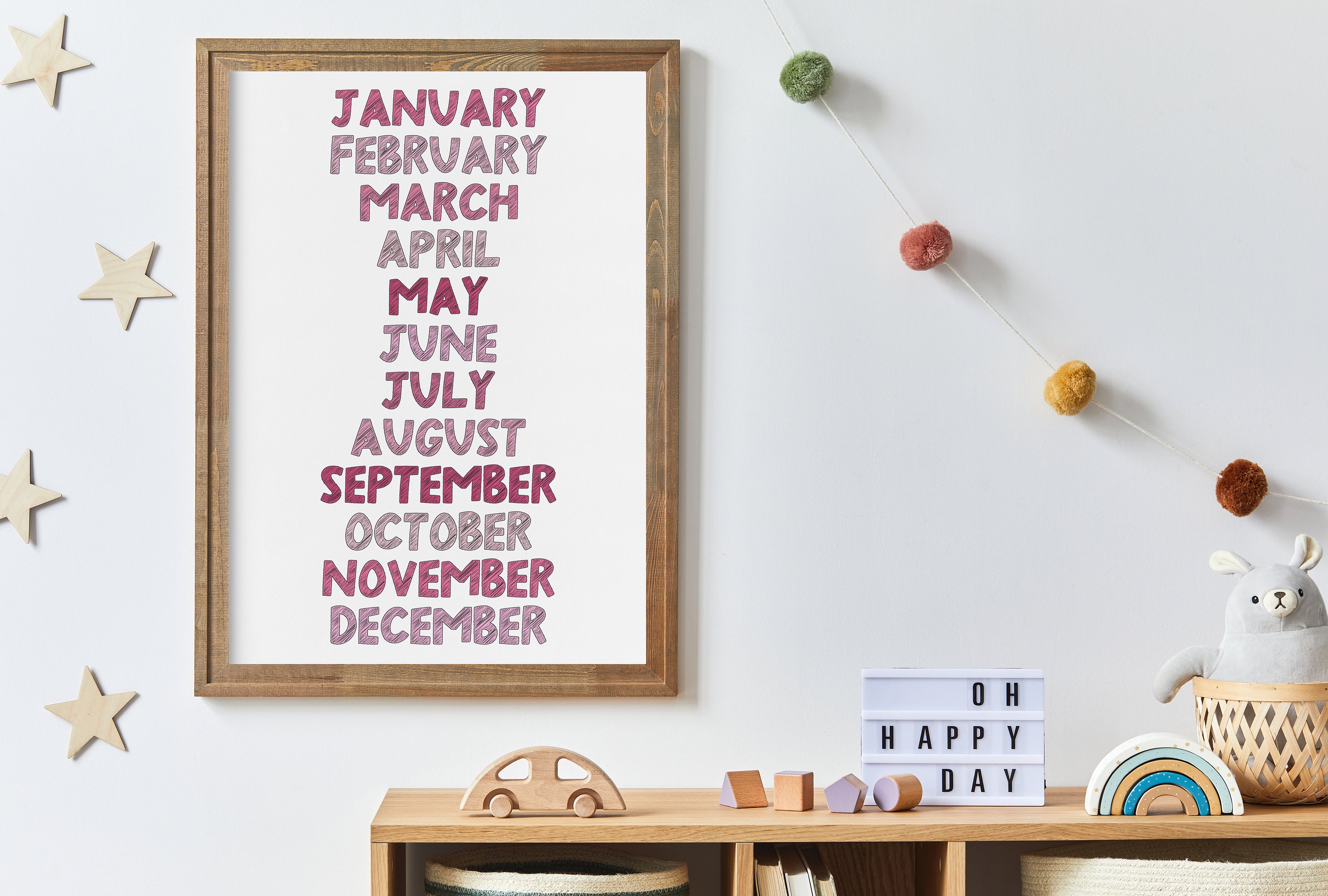 Pink Months Educational Poster for Kids Room Classroom Decor - Etsy