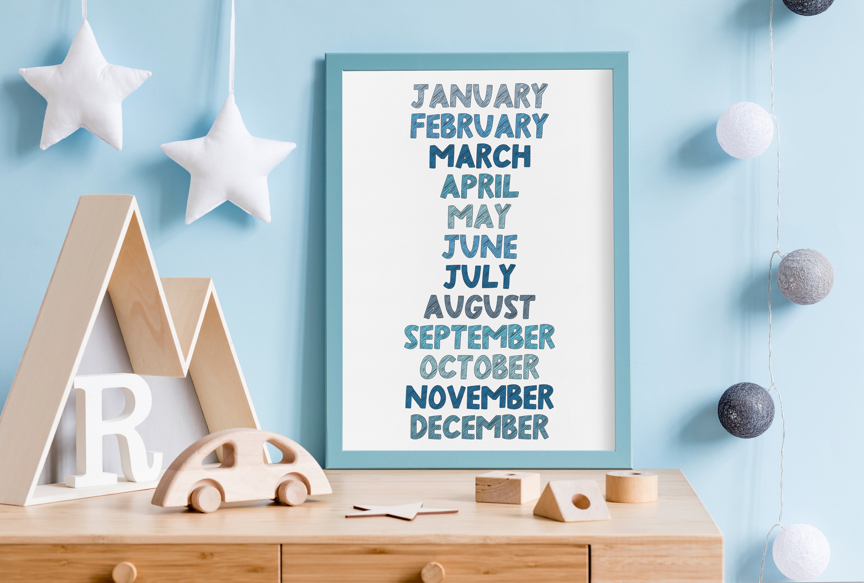 Blue Months Educational Poster for Kids Room Classroom Decor - Etsy