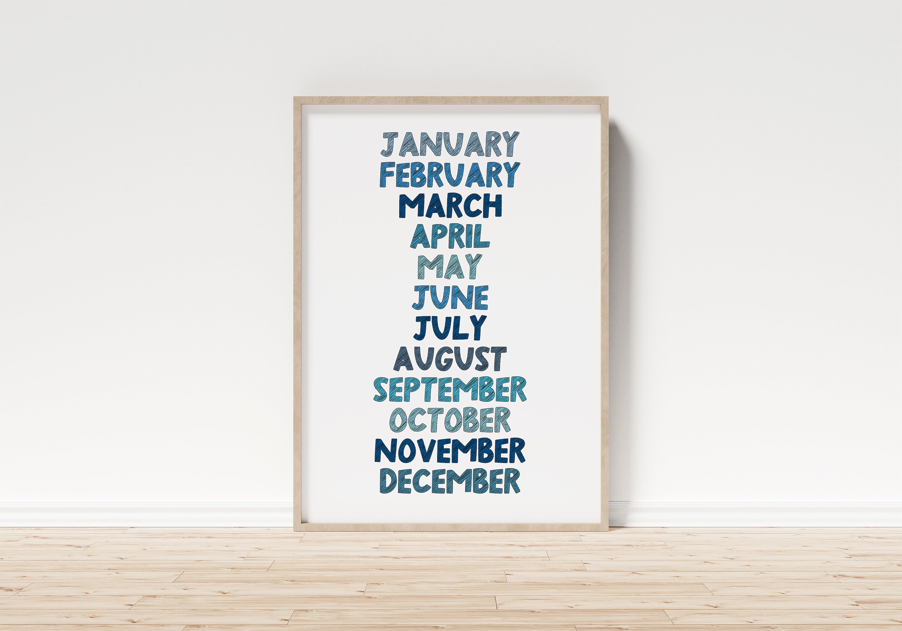Blue Months Educational Poster for Kids Room Classroom Decor - Etsy