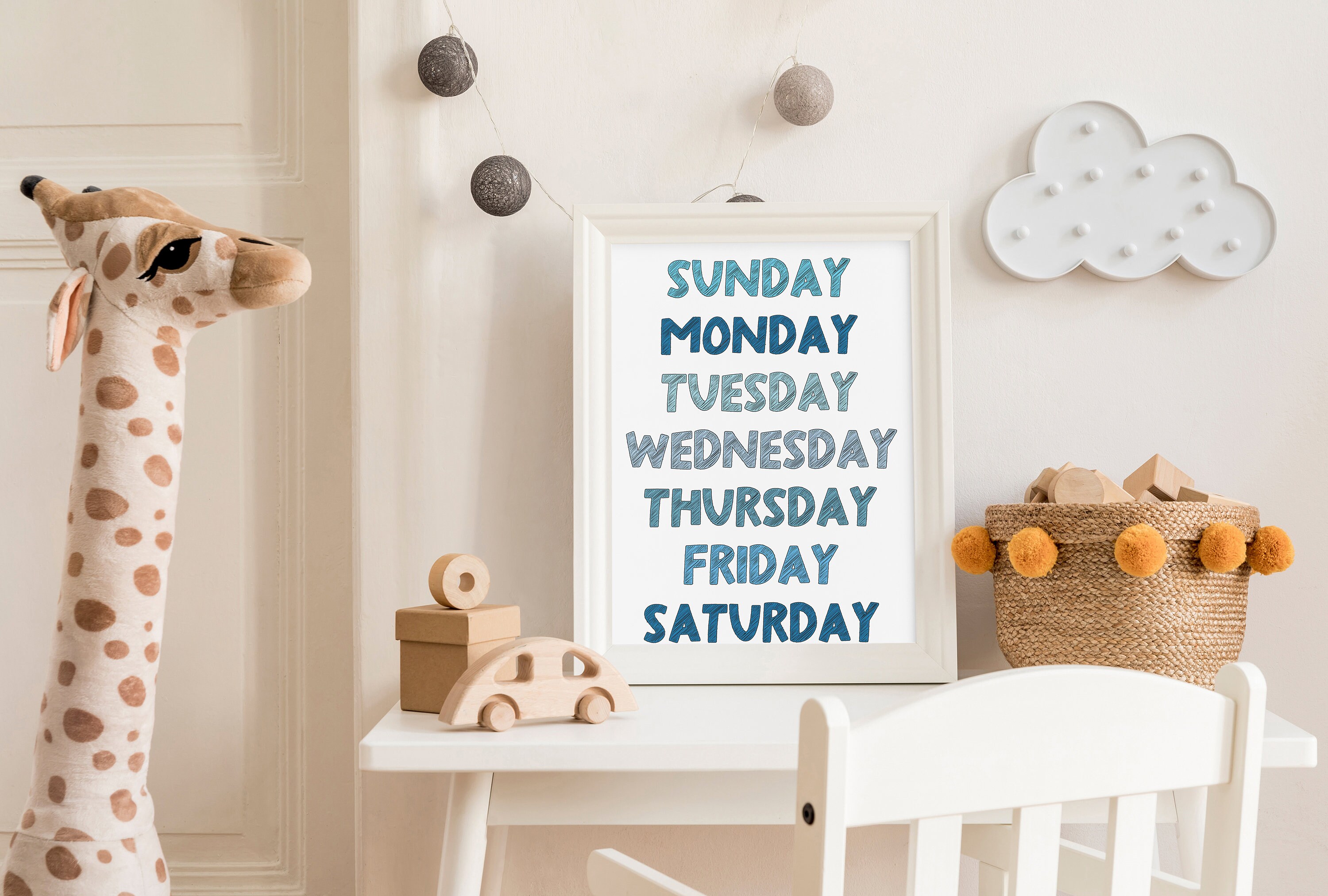 Blue Days of the Week Educational Poster Classroom Decor - Etsy