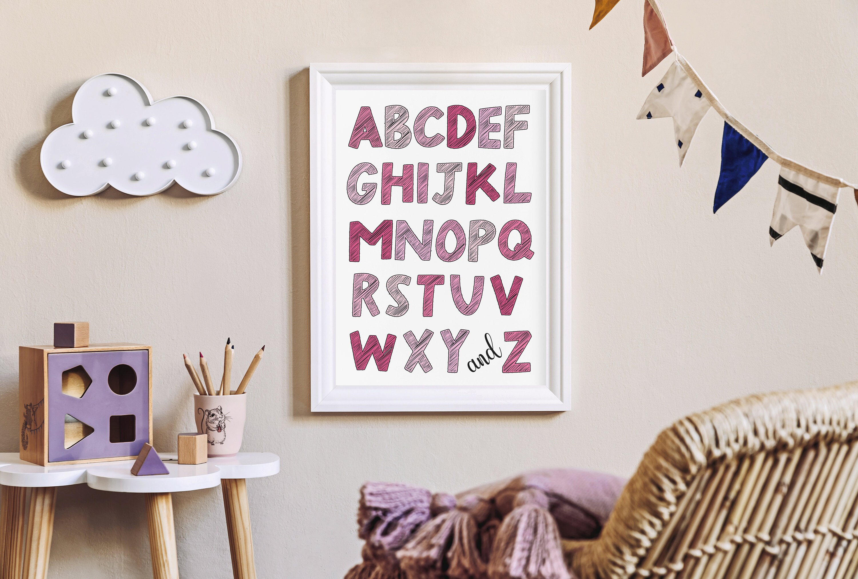 Pink Alphabet Educational Poster ABC Learning Poster Kids Room - Etsy
