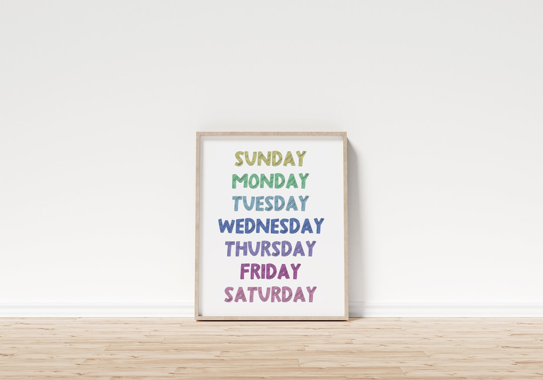 Days of the Week Educational Poster Pastel Classroom Decor Homeschool ...