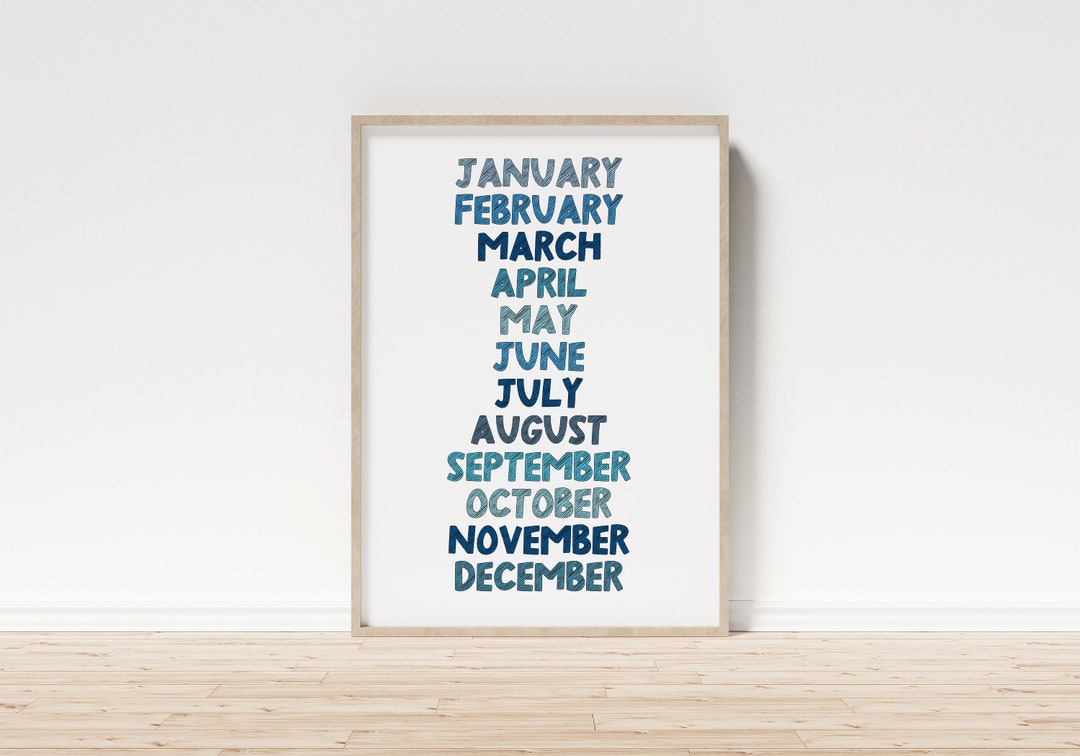 Blue Months Educational Poster for Kids Room Classroom Decor - Etsy