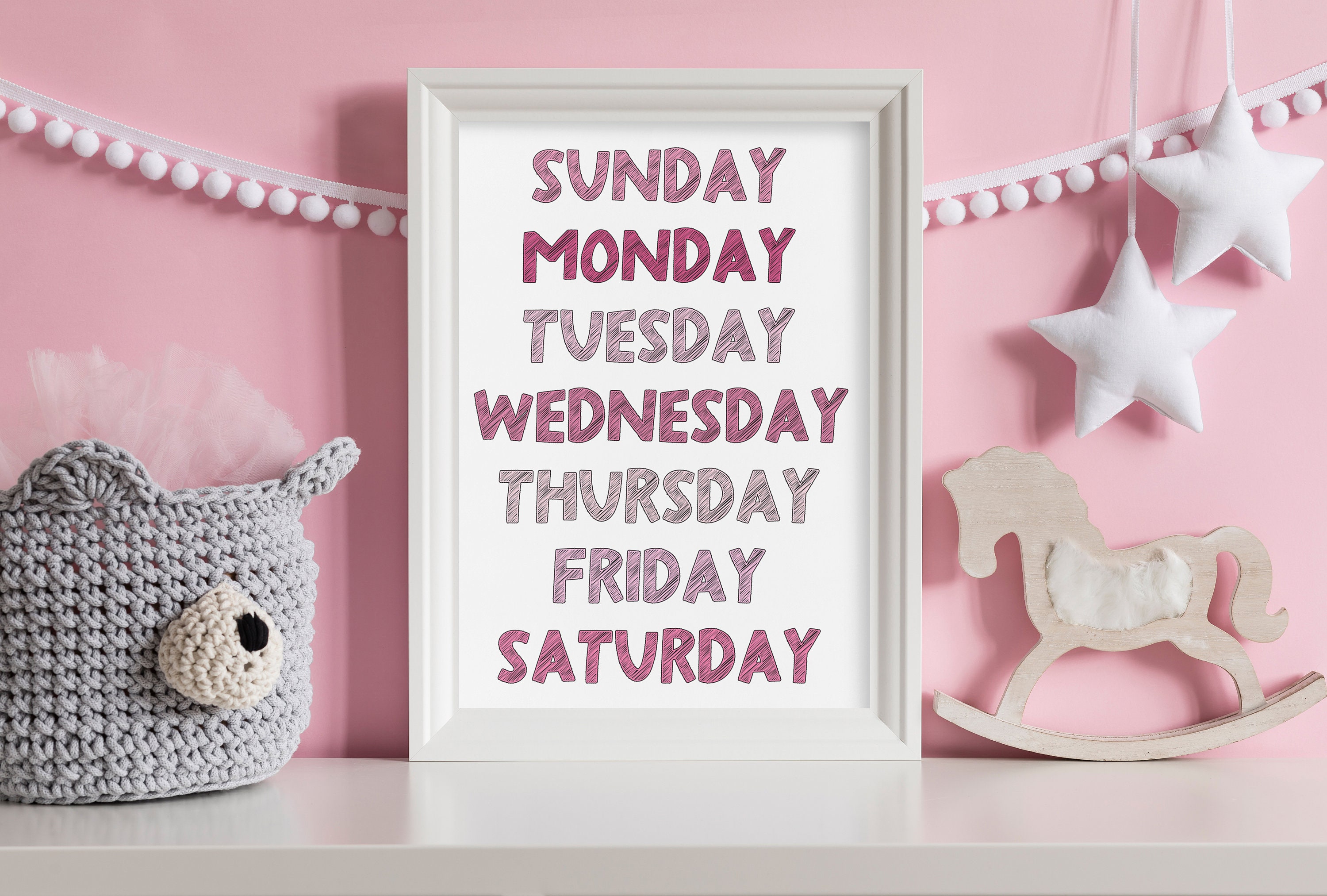 Pink Days of the Week Educational Poster Classroom Decor Homeschool ...
