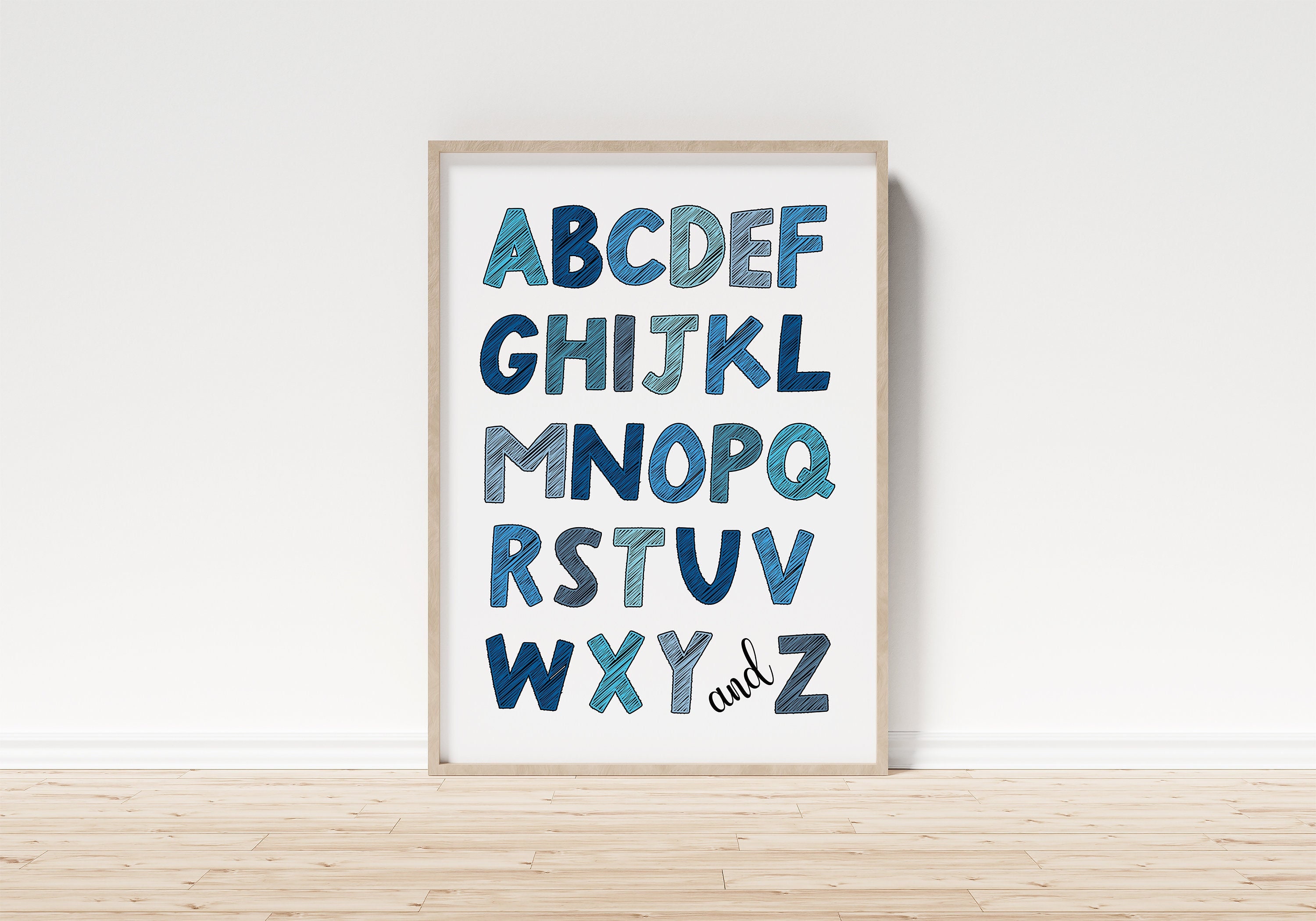 Blue Alphabet Educational Poster ABC Learning Poster Kids Room ...