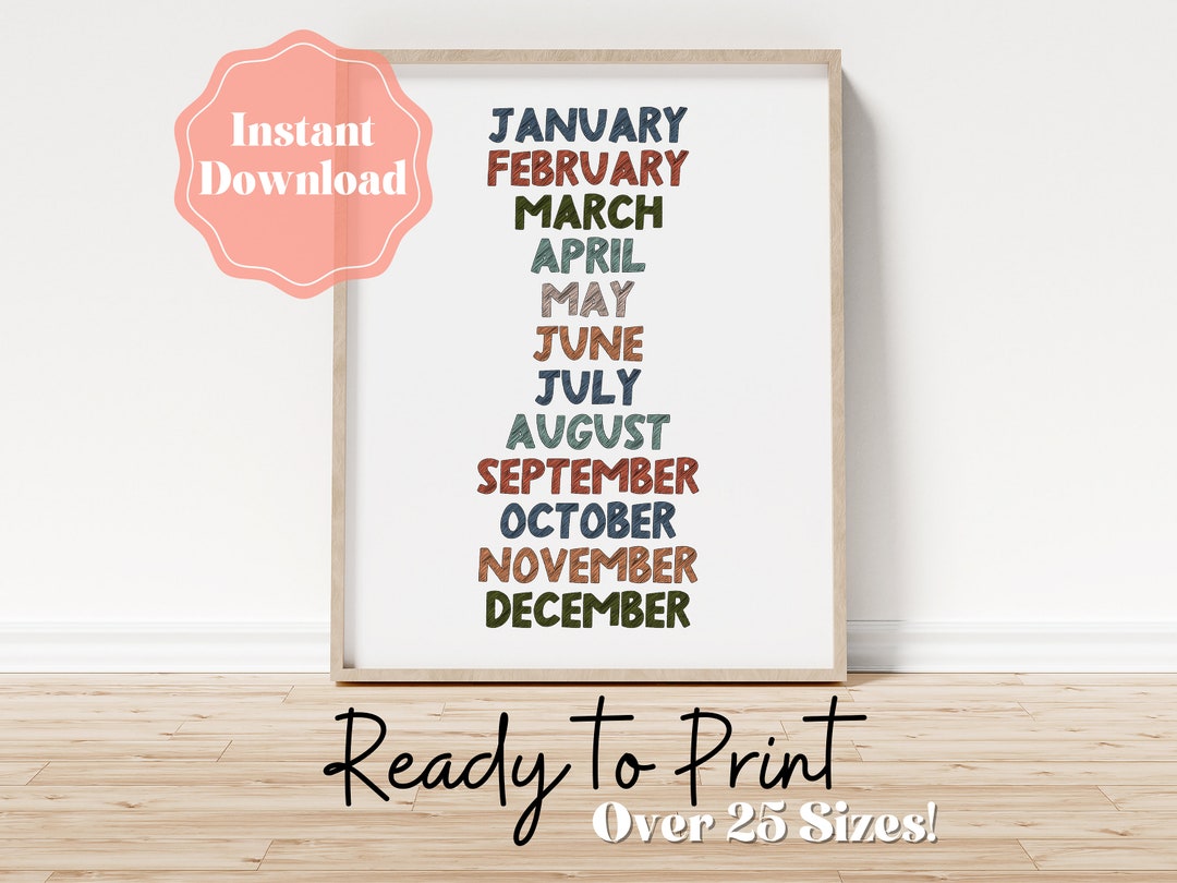 Educational Decoration Poster for Kids Room LEARN MONTHS Poster ...