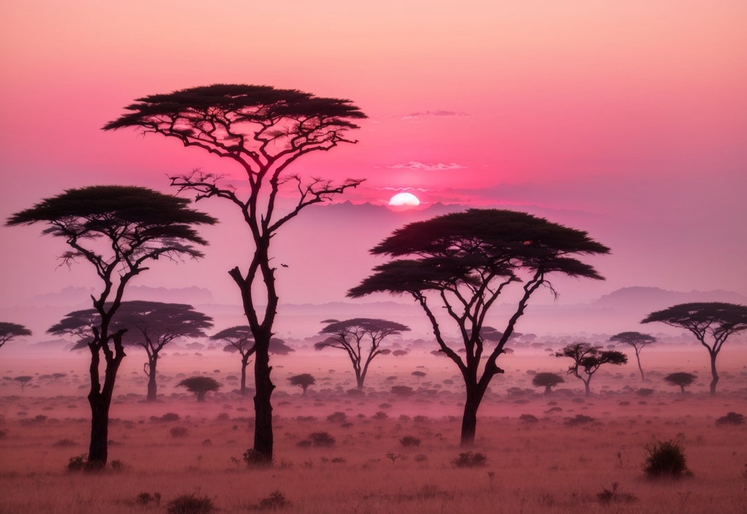 Serengeti Safari in Color. Africa in Pink Sunset - Etsy