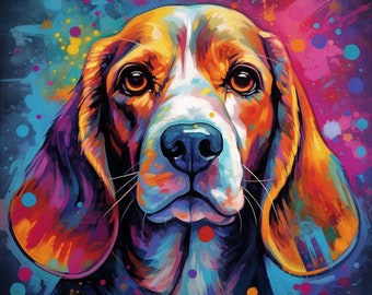 Rainbow Beagle Digital Print - Etsy