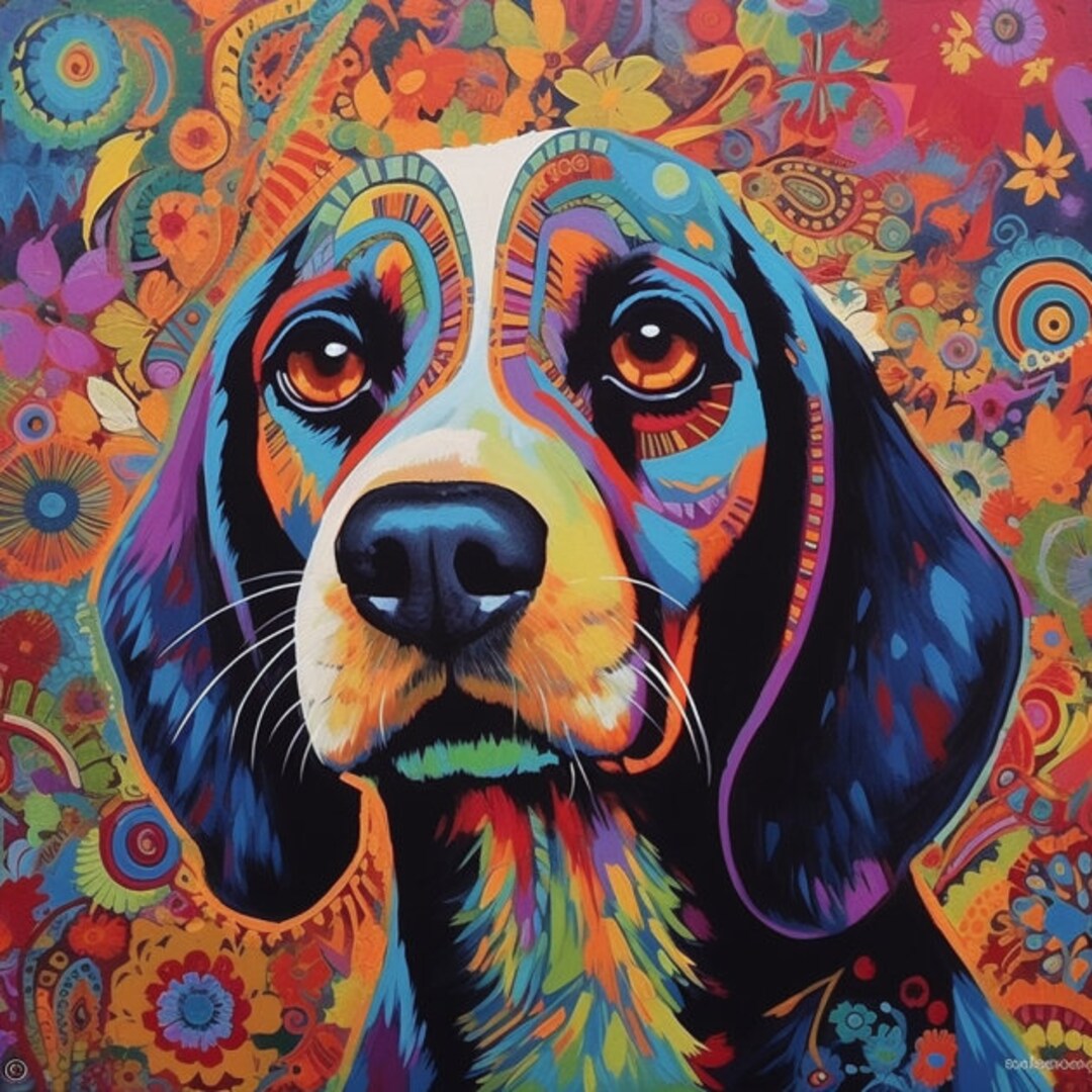 Rainbow Beagle Digital Print - Etsy