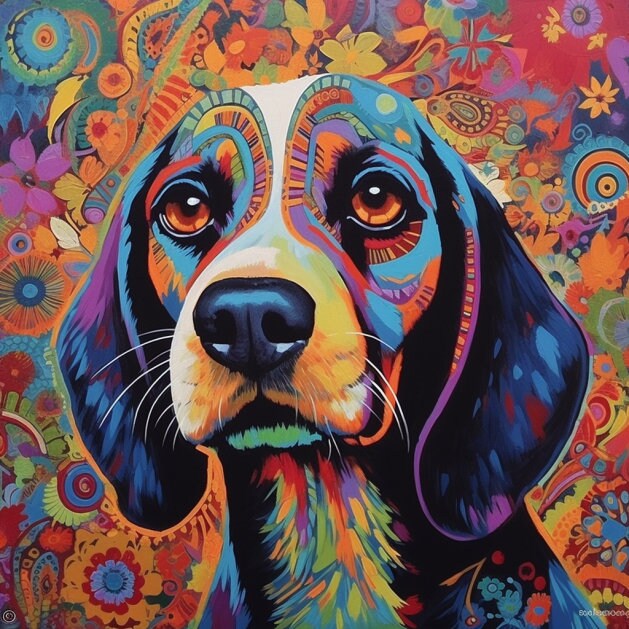 Rainbow Beagle Digital Print - Etsy