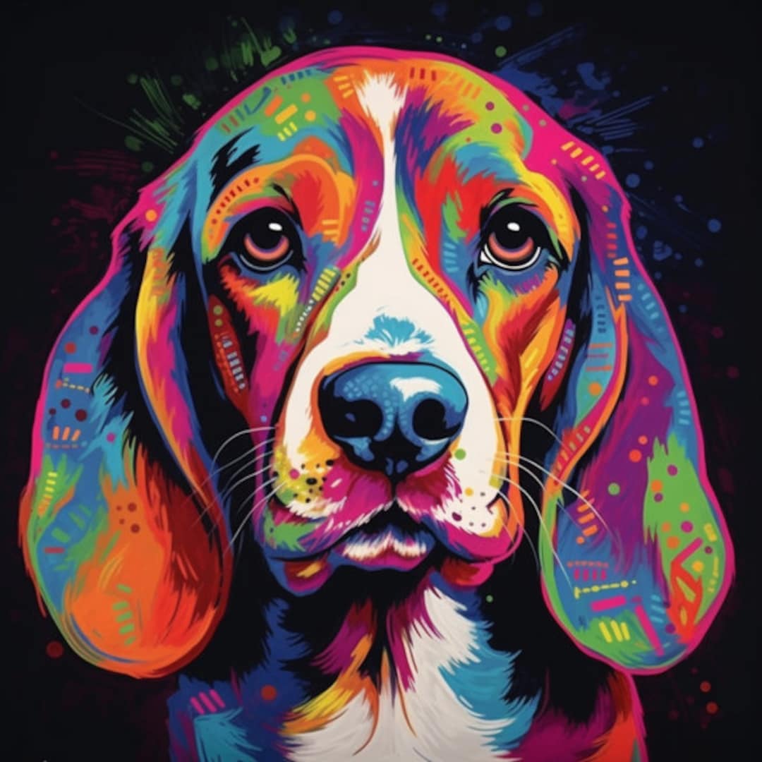 Rainbow Beagle Digital Print - Etsy