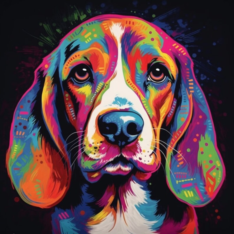 Rainbow Beagle Digital Print - Etsy
