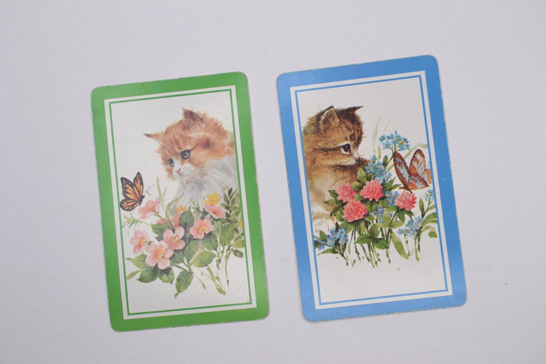 Vintage Cat Playing Cards - Set of 6 - Vintage Cards - Cat Cards ...