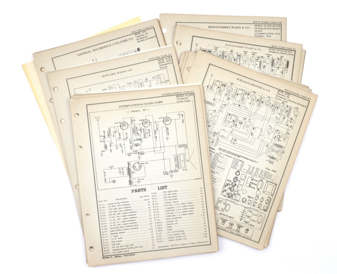 Set of 3 Radio Schematics - Vintage Ephemera - Junk Journal Supplies ...