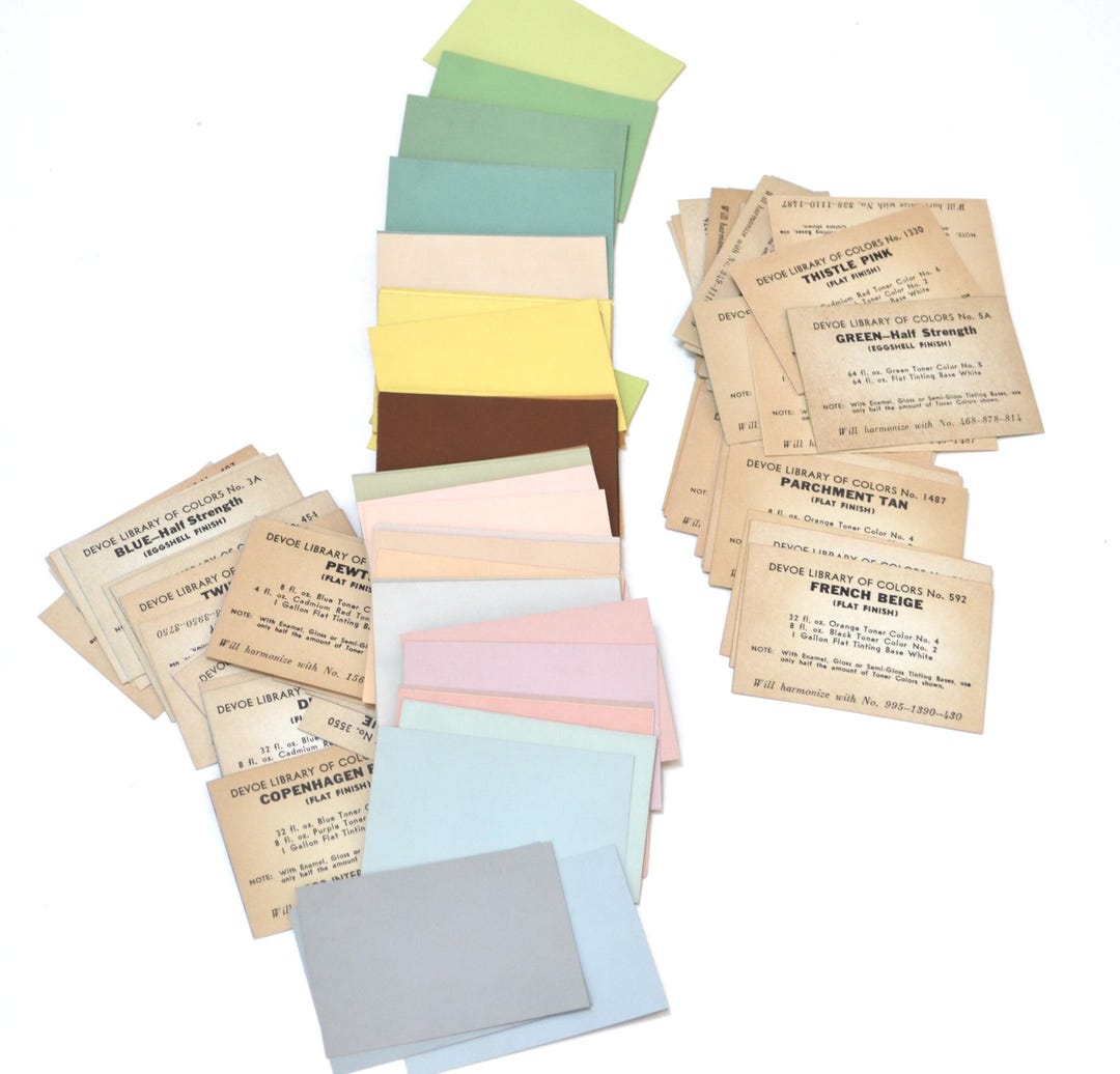 Set of 6 Vintage Paint Chip Swatches Devoe Library of Colors Vintage ...