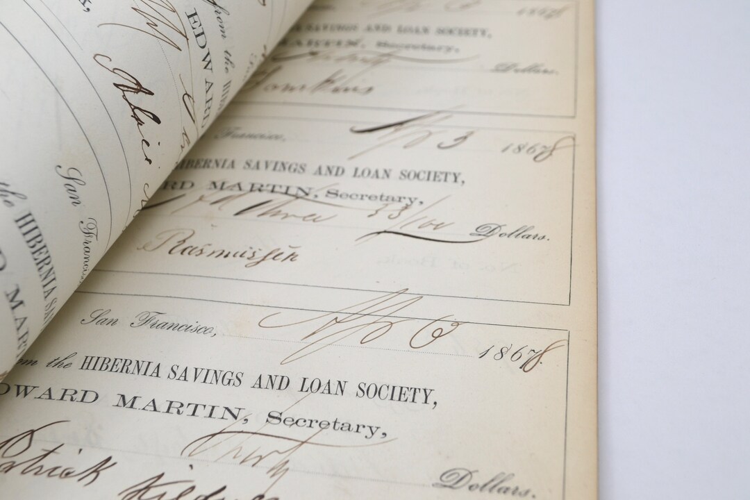 Antique 1868 Check Deposit Ledger Paper Vintage Ledger Paper Junk ...